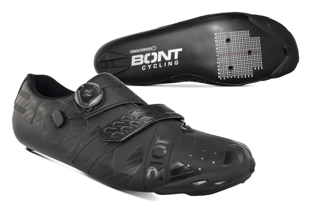 Bont Riot+ Carbon Road Shoe Black/Gloss Black – Crooze